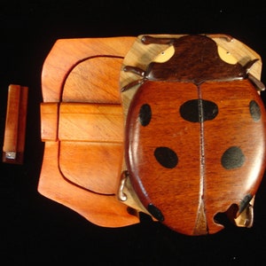 Beautifully Hand Crafted 3 Dimensional Intarsia Wood Art LADYBUG Puzzle ...