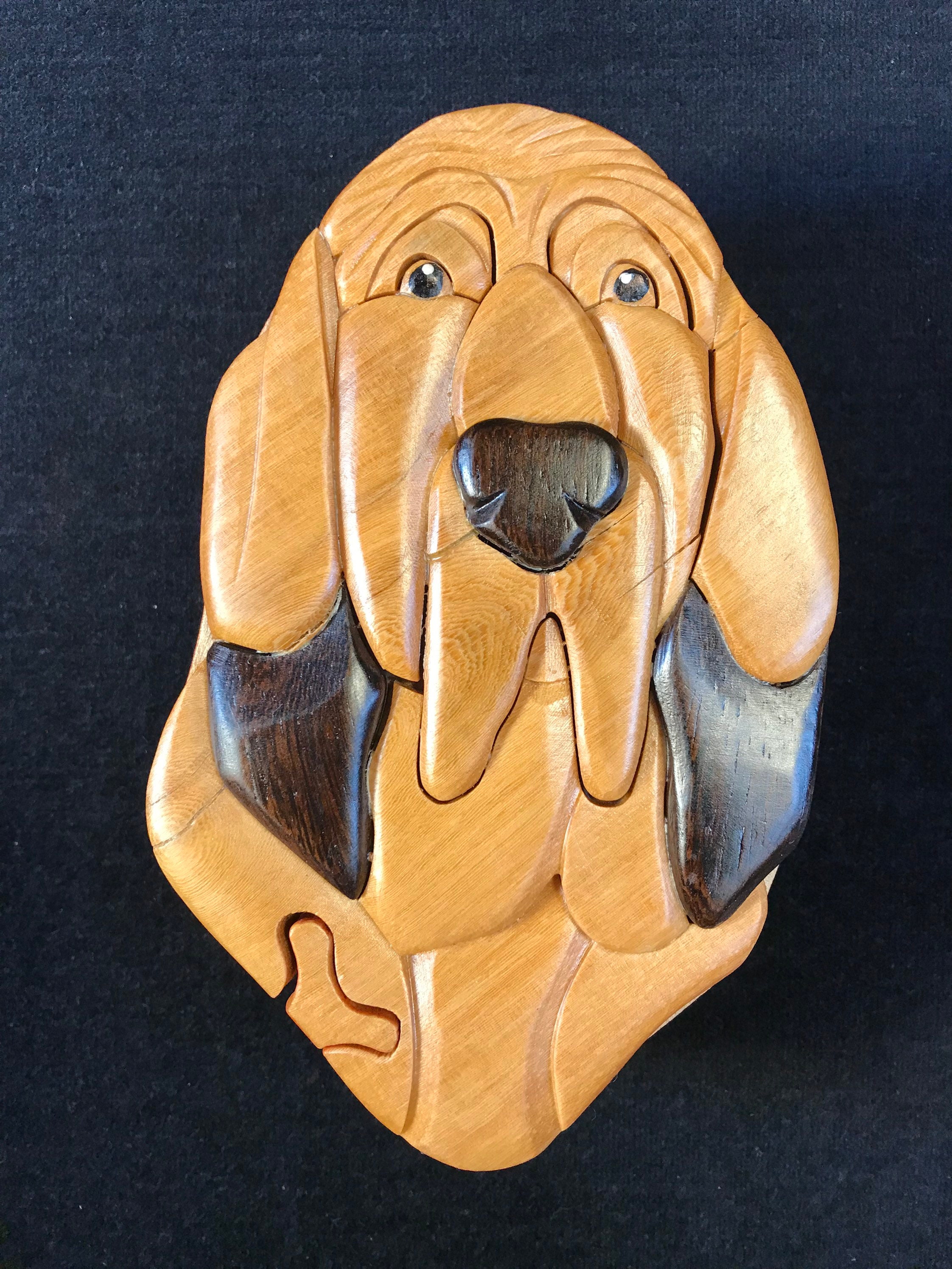 Beautifully Hand Crafted 3 Dimensional Intarsia Wood Art BLOODHOUND Dog ...