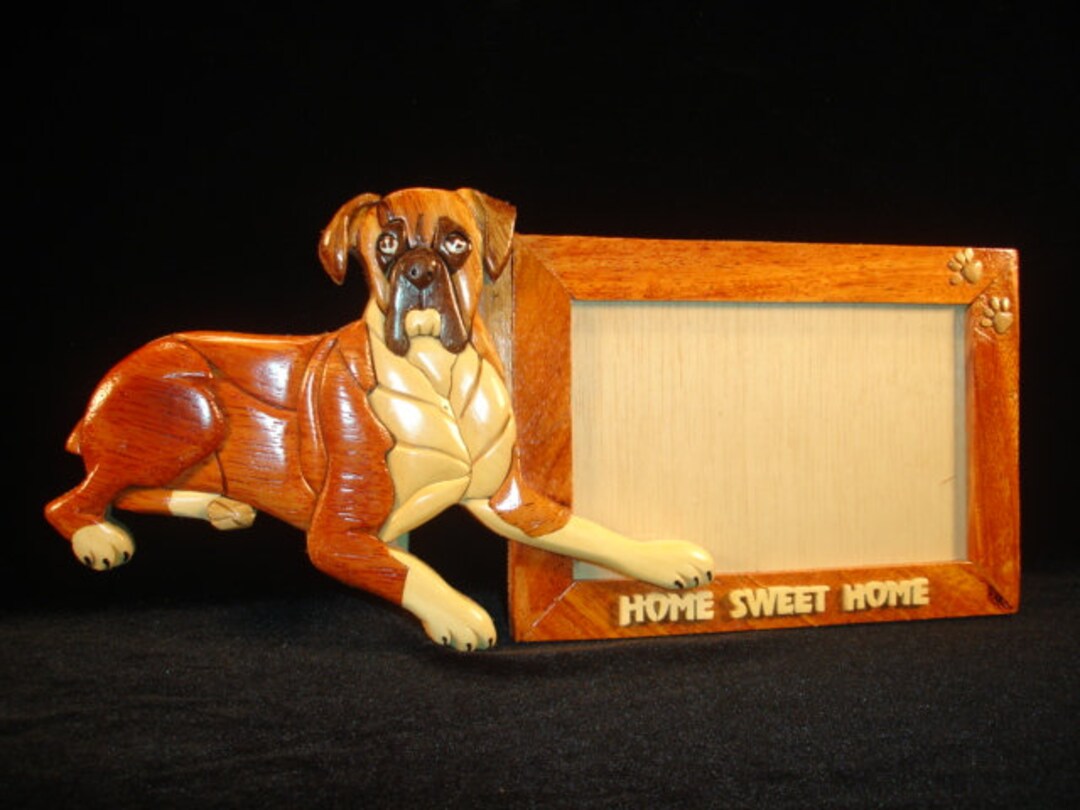 Beautifully Hand Crafted 3 Dimensional Intarsia Wood Art BOXER Dog ...