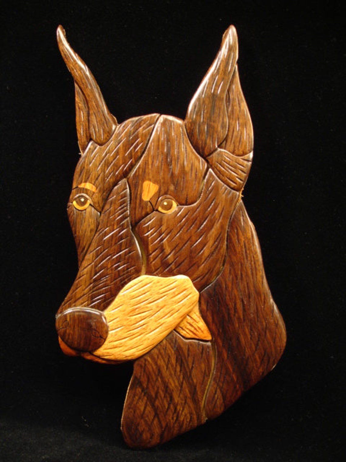 Beautifully Hand Crafted 3 Dimensional Intarsia Wood Art DOBERMAN ...