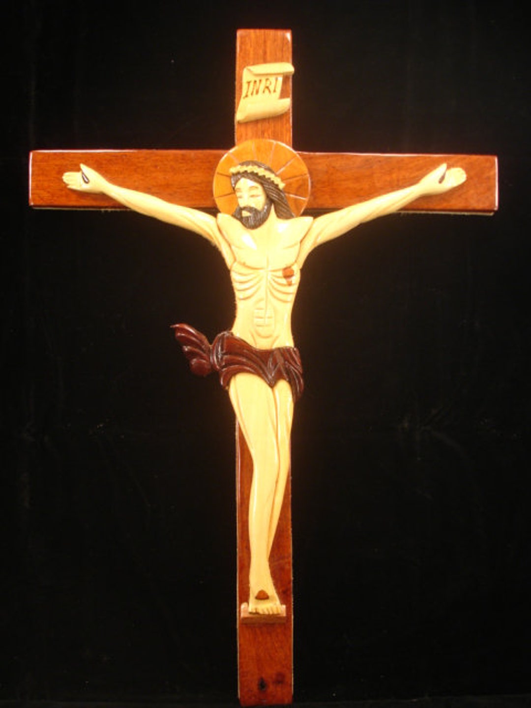 Beautifully Hand Crafted 3 Dimensional Intarsia Wood Art JESUS on CROSS ...