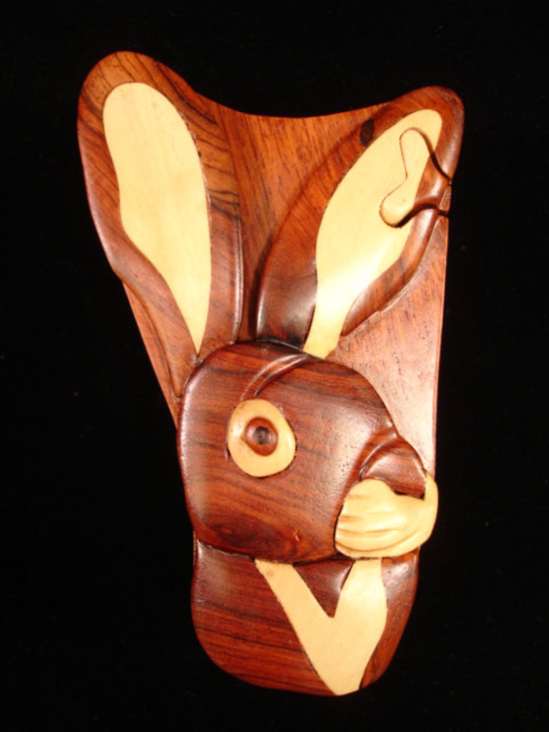 Beautifully Hand Crafted 3 Dimensional Intarsia Wood Art BUNNY RABBIT ...