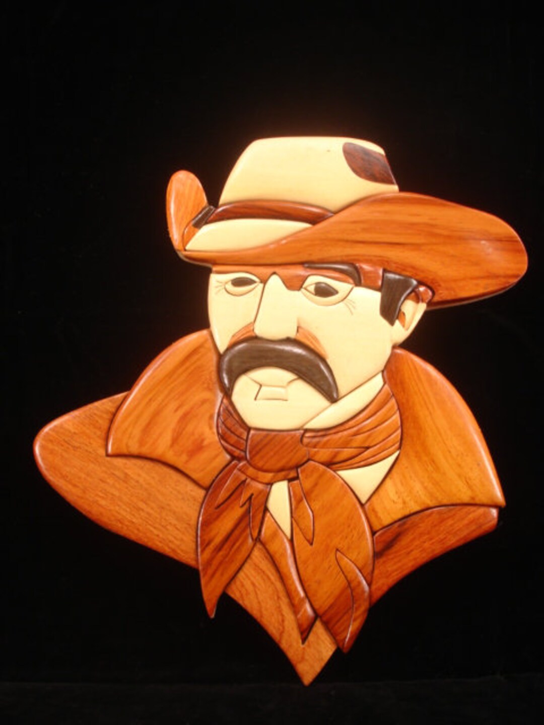 Beautifully Hand Crafted 3 Dimensional Intarsia Wood Art COWBOY Sign ...