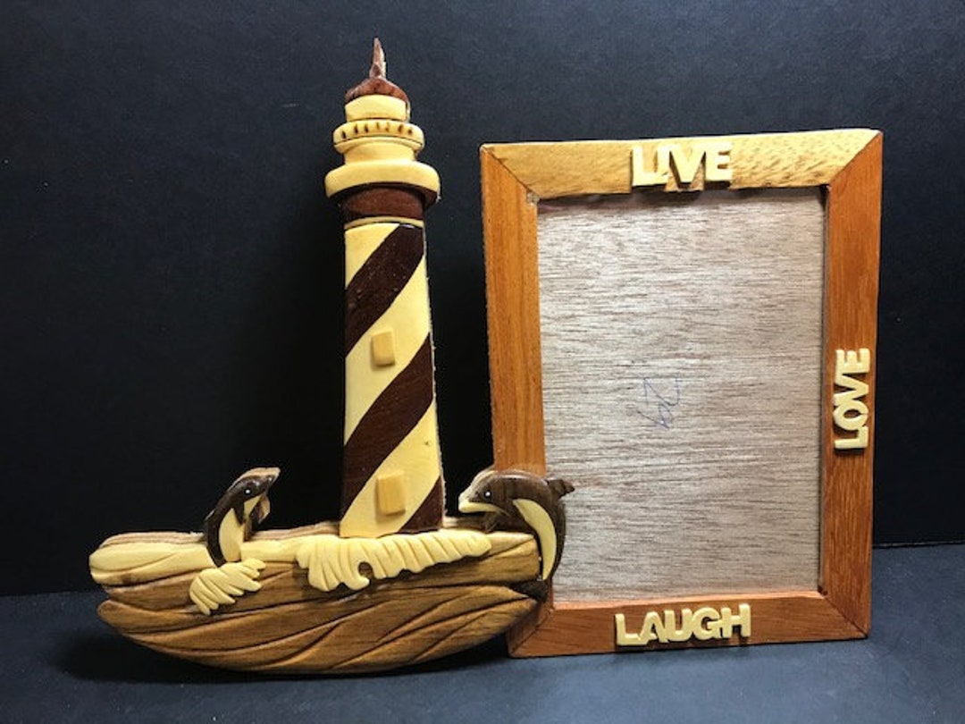 Beautifully Hand Crafted 3 Dimensional Intarsia Wood Art LIGHTHOUSE ...