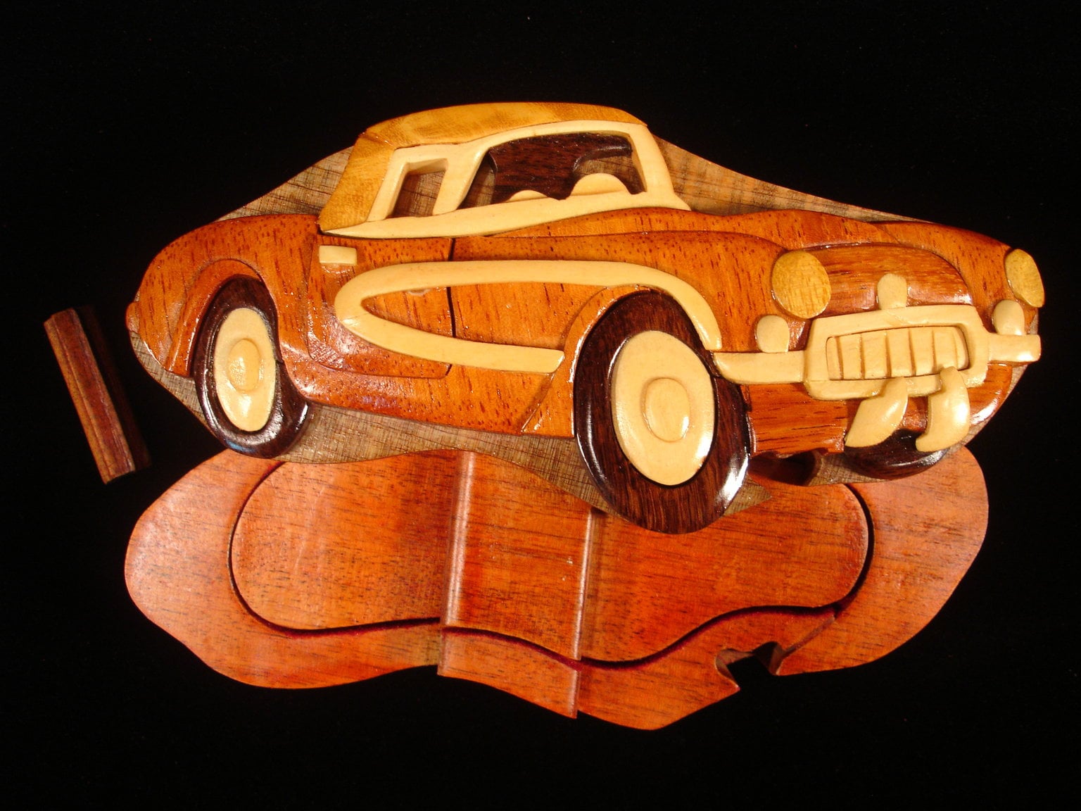 Beautifully Hand Crafted 3 Dimensional Intarsia Wood Art CORVETTE CAR ...