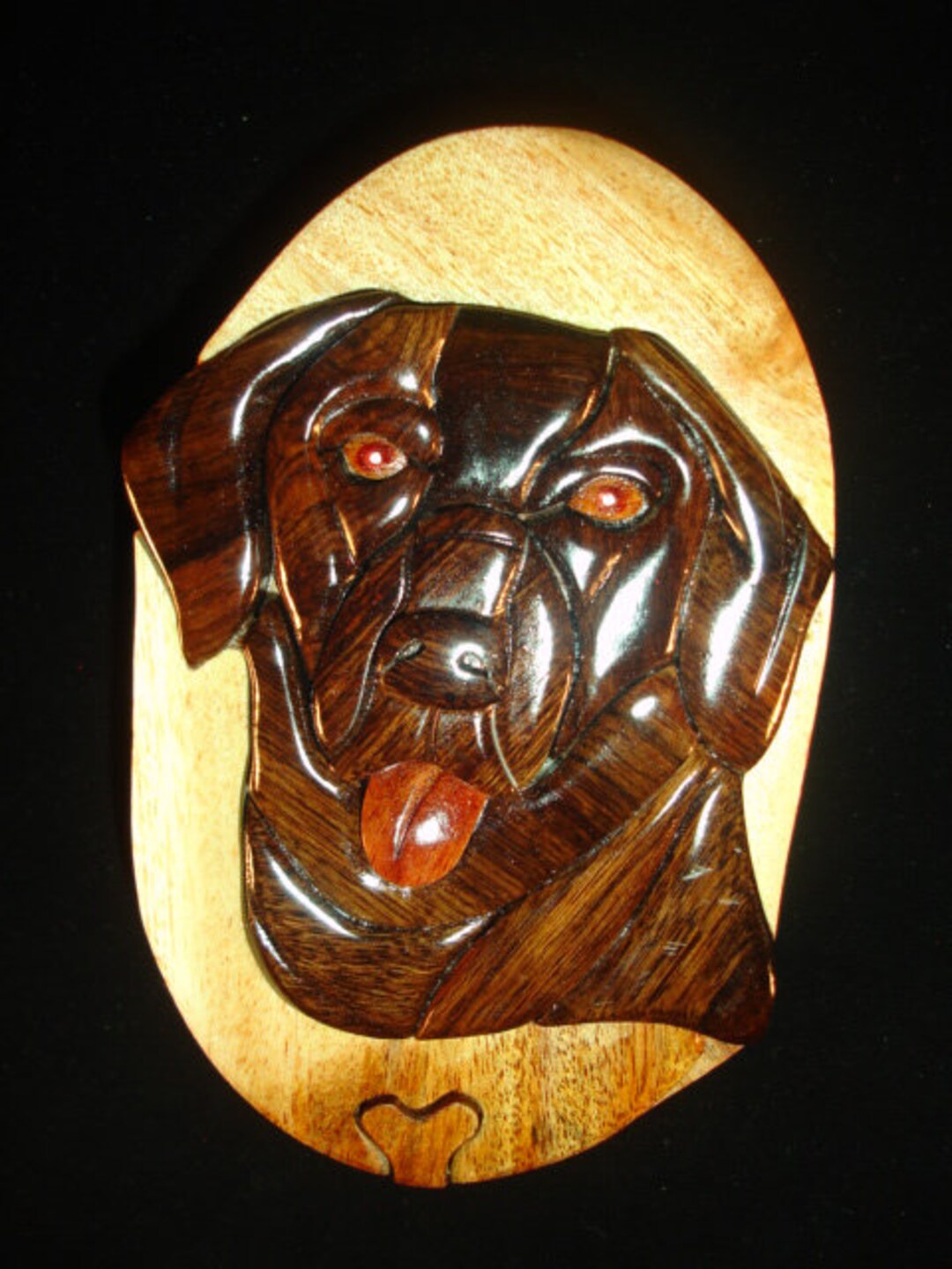 Prachtig handgemaakte 3 dimensionale Intarsia Wood Art Black LAB ...