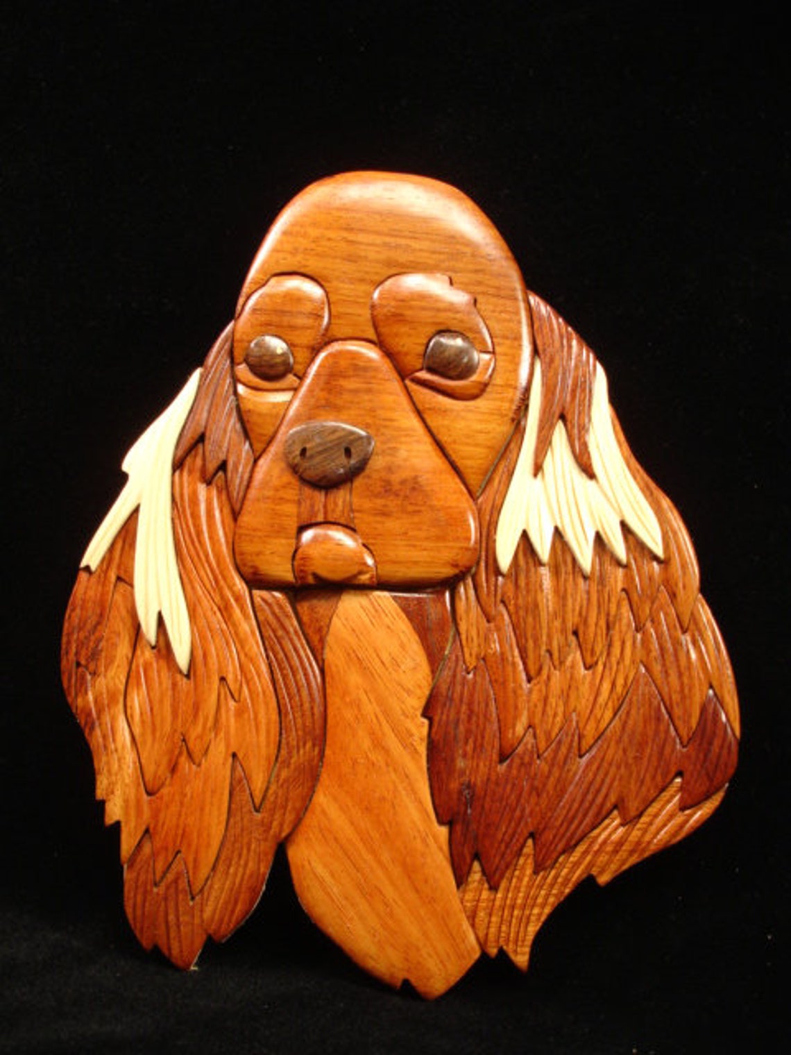 Beautifully Hand Crafted 3 Dimensional Intarsia Wood Art COCKER SPANIEL ...