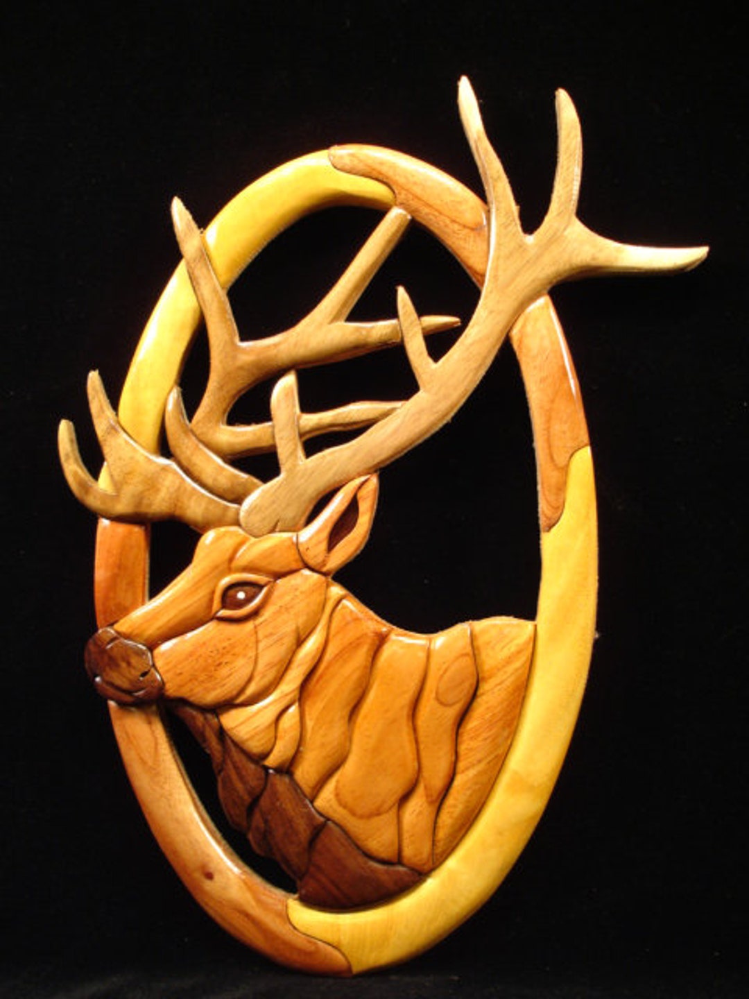 Beautifully Hand Crafted 3 Dimensional Intarsia Wood Art ELK Sign Wall ...