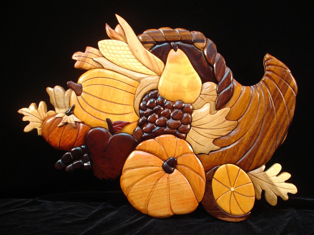 Beautifully Hand Crafted 3 Dimensional Intarsia Wood Art FALL HARVEST ...