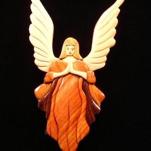 Beautifully Hand Crafted 3 Dimensional Intarsia Wood Art PRAYING ANGEL ...