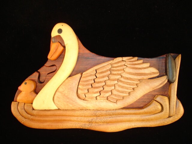 Beautifully Hand Crafted 3 Dimensional Intarsia Wood Art SWAN - Etsy