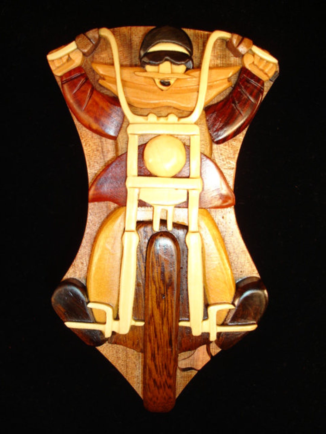 Beautifully Hand Crafted 3 Dimensional Intarsia Wood Art BIKER Puzzle ...