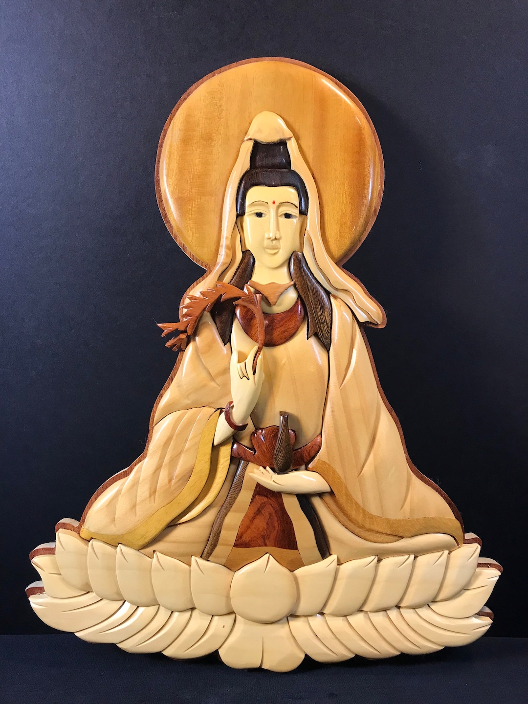 Beautifully Hand Crafted 3 Dimensional Intarsia Wood Art KUAN YIN ...