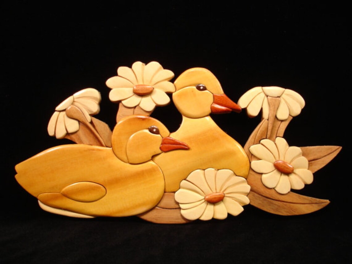 Beautifully Hand Crafted 3 Dimensional Intarsia Wood Art DUCKLINGS Sign ...