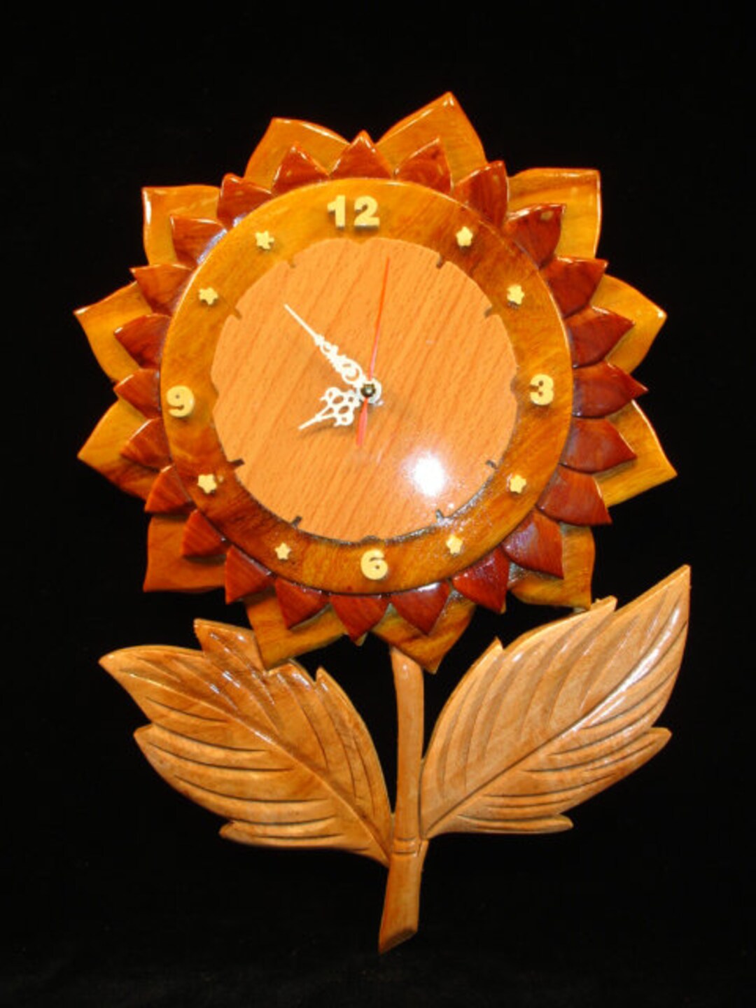 Beautifully Hand Crafted 3 Dimensional Intarsia Wood Art SUNFLOWER ...