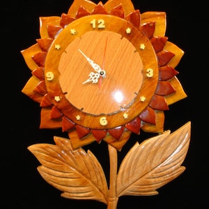 Beautifully Hand Crafted 3 Dimensional Intarsia Wood Art SUNFLOWER ...