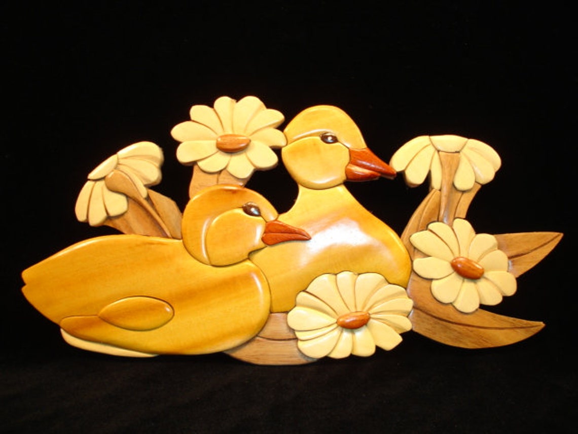 Beautifully Hand Crafted 3 Dimensional Intarsia Wood Art DUCKLINGS Sign ...