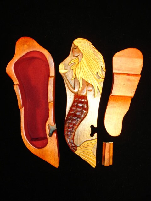 Beautifully Hand Crafted 3 Dimensional Intarsia Wood Art MERMAID Puzzle ...