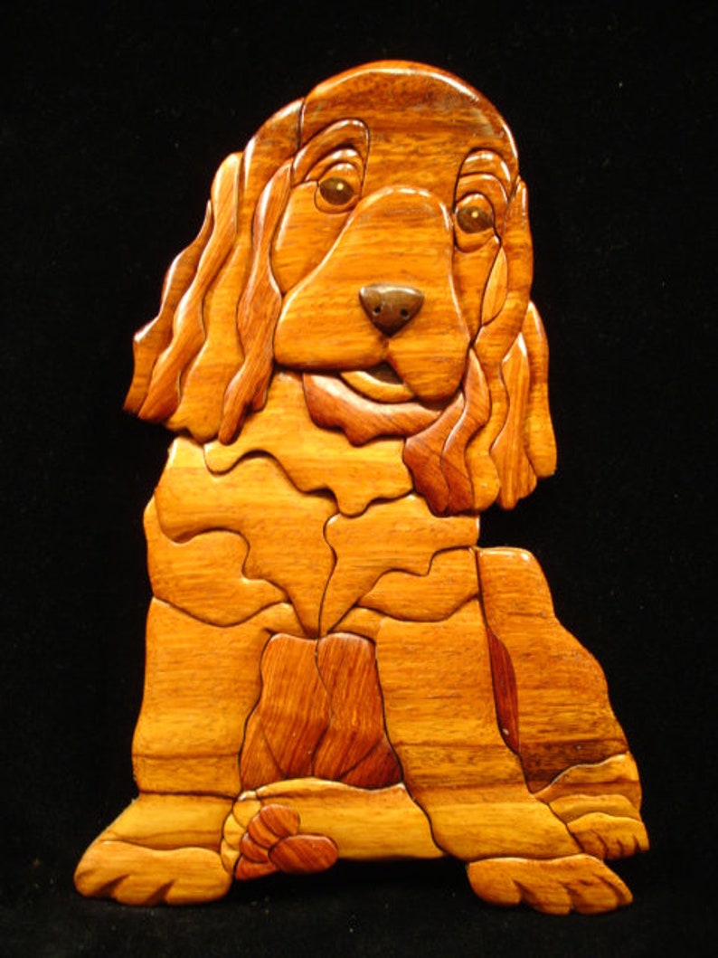 Beautifully Hand Crafted 3 Dimensional Intarsia Wood Art COCKER SPANIEL ...