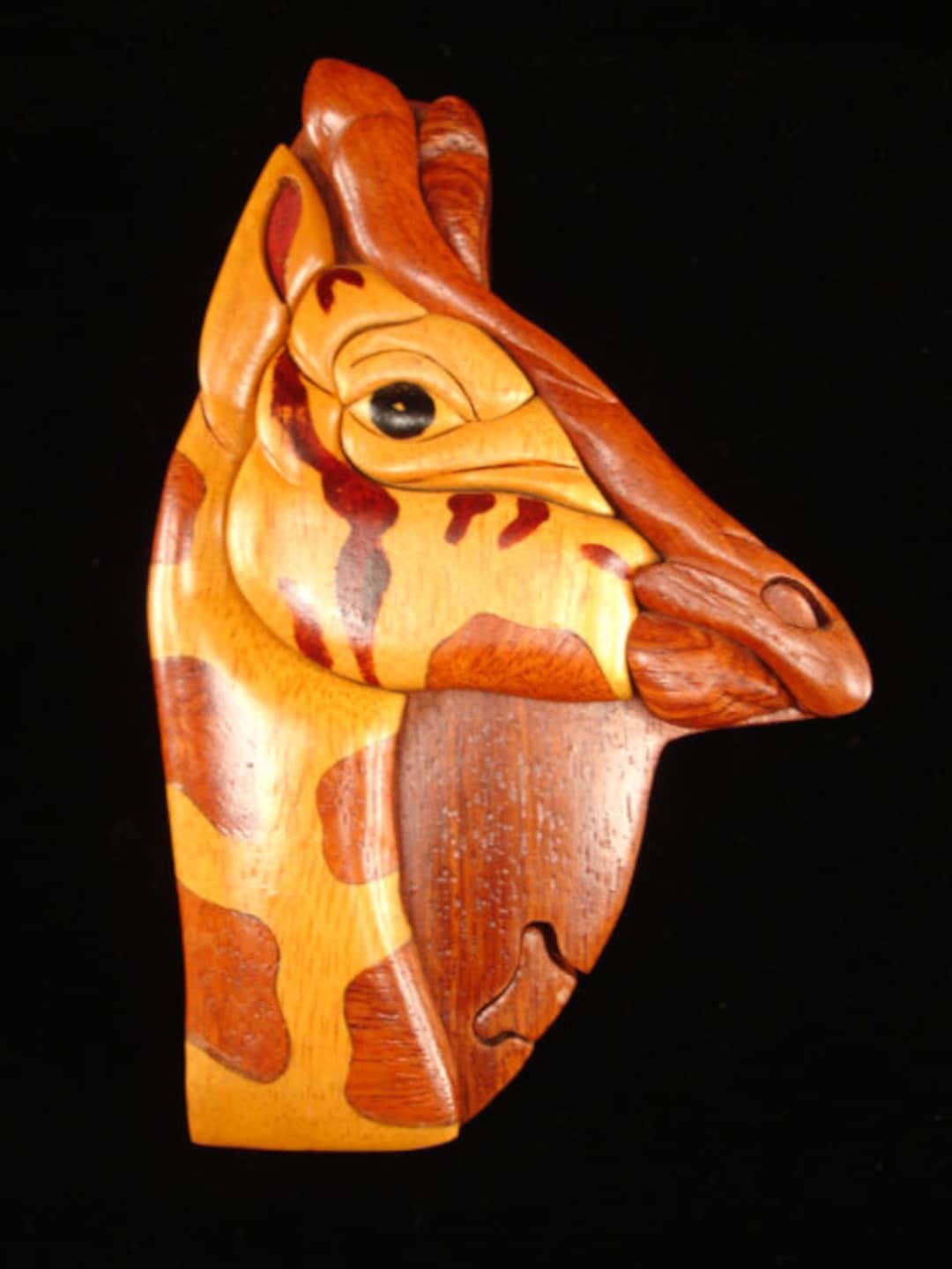 Beautifully Hand Crafted 3 Dimensional Intarsia Wood Art GIRAFFE Puzzle ...