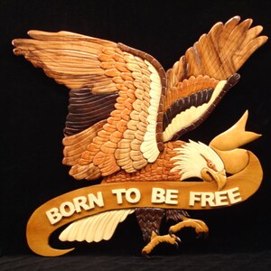 Beautifully Hand Crafted 3 Dimensional Intarsia Wood Art Patriotic ...