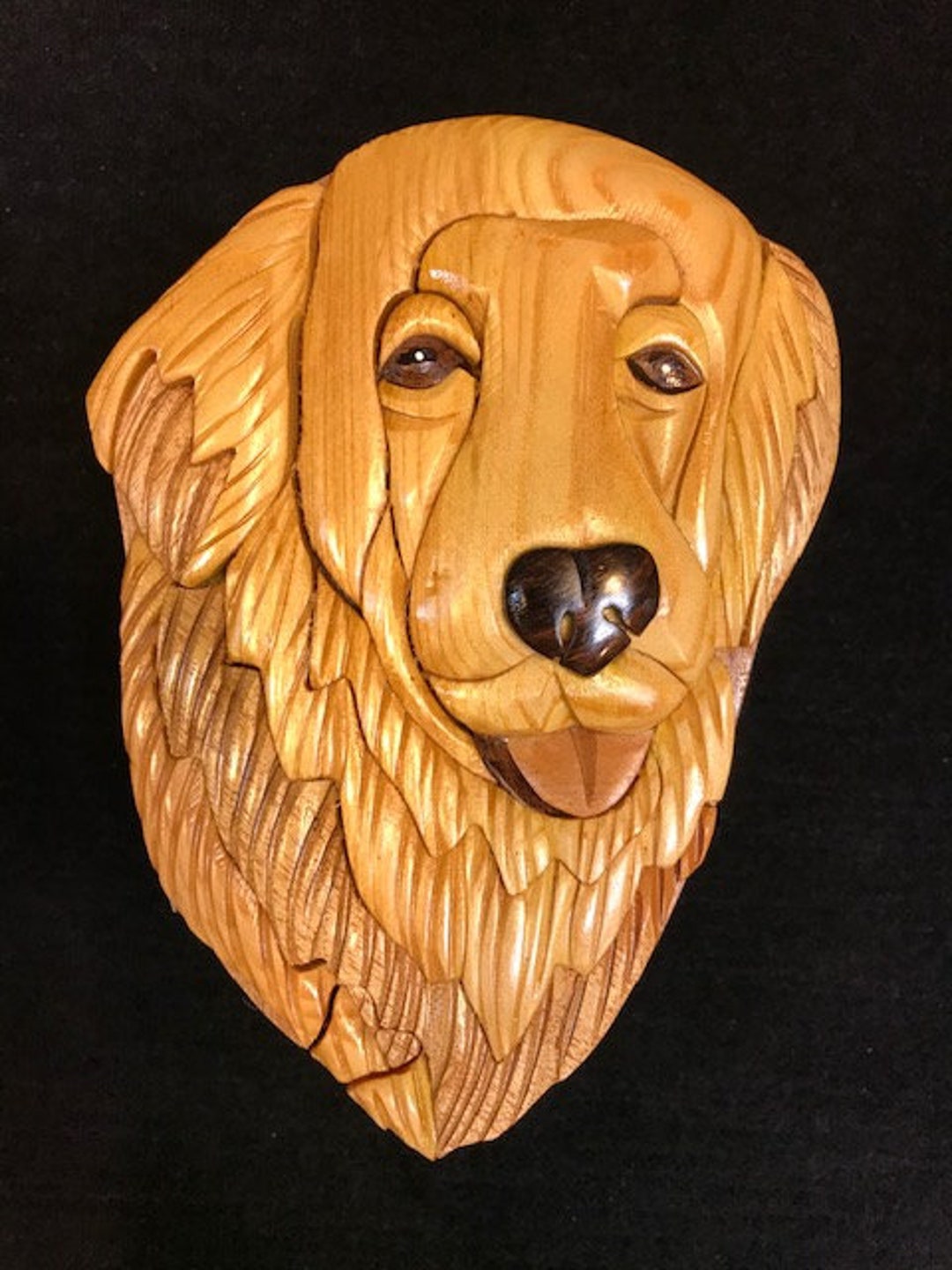 Beautifully Hand Crafted 3 Dimensional Intarsia Wood Art GOLDEN ...