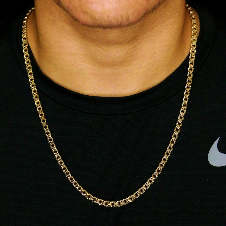 Men's 14K Yellow Gold Chino Link Chain Necklace / Cadena De Tejido ...