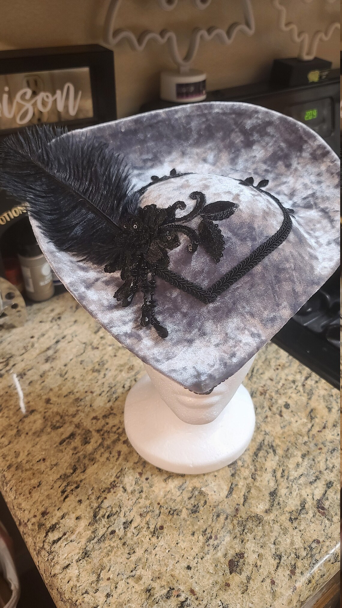 Silver Velvet Hat Victorian Hat Vampire Hat Sequin Hat - Etsy