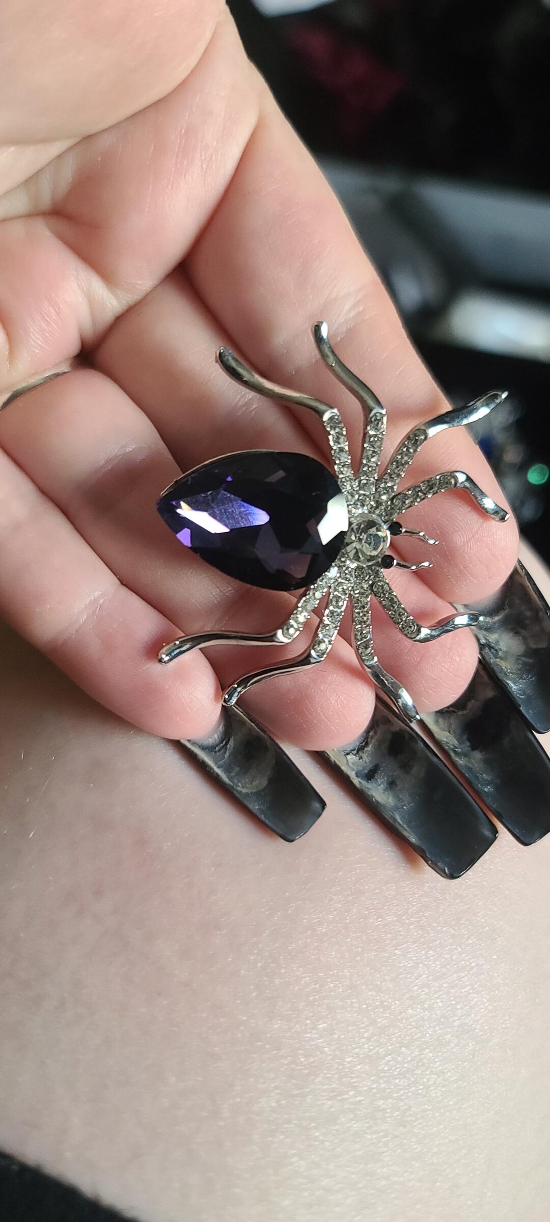 Spider Brooch, Rhinestone Brooch, Spider Pin, Halloween Brooch ...