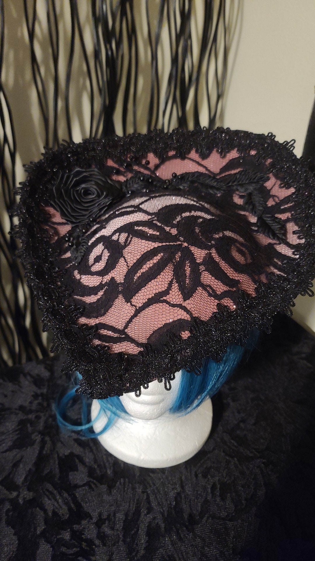 Pastel Goth Fascinator Hat, Ladies Top Hat, Formal Hat, Sparkle Pink ...