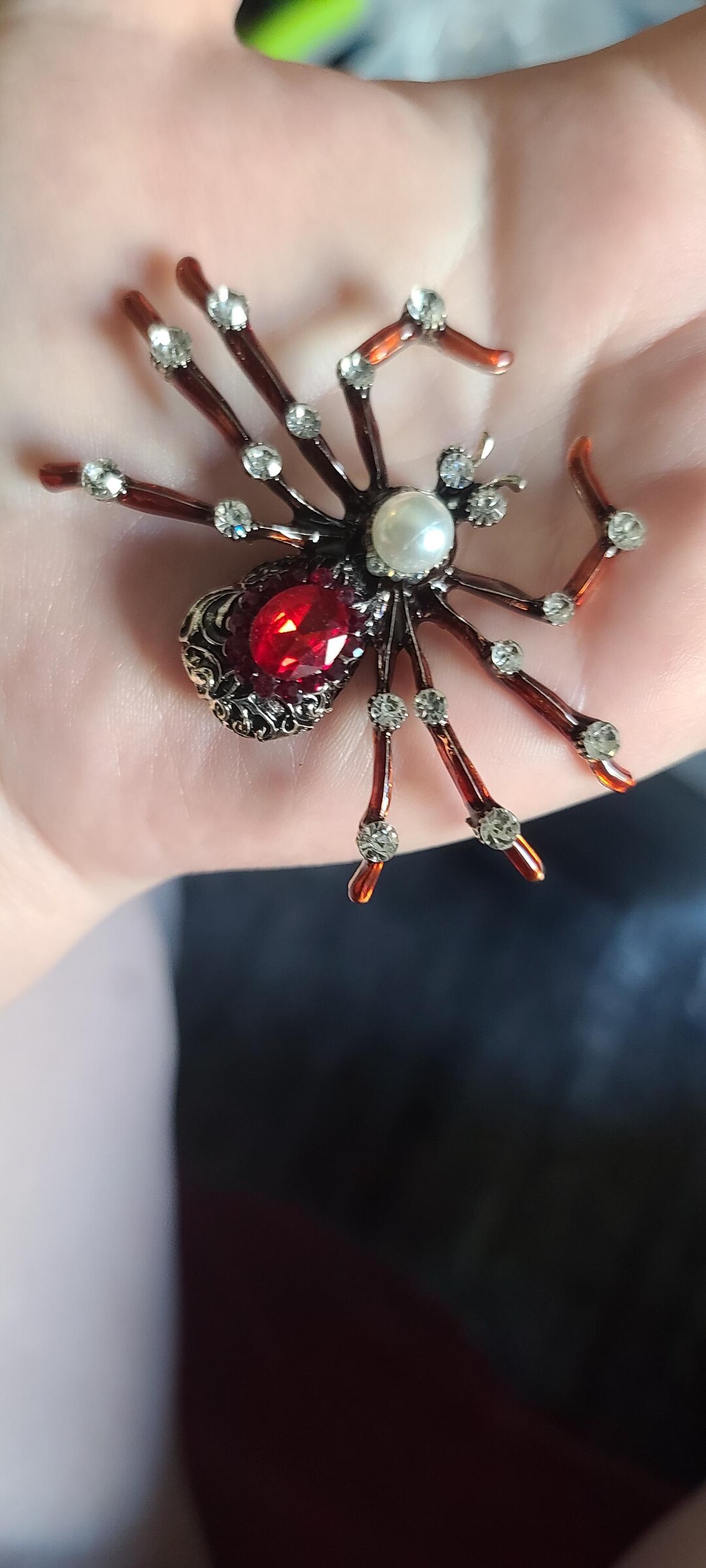 Retro Spider Brooch, Red Brooch, Spider Pin, Red Pin, Halloween Brooch ...