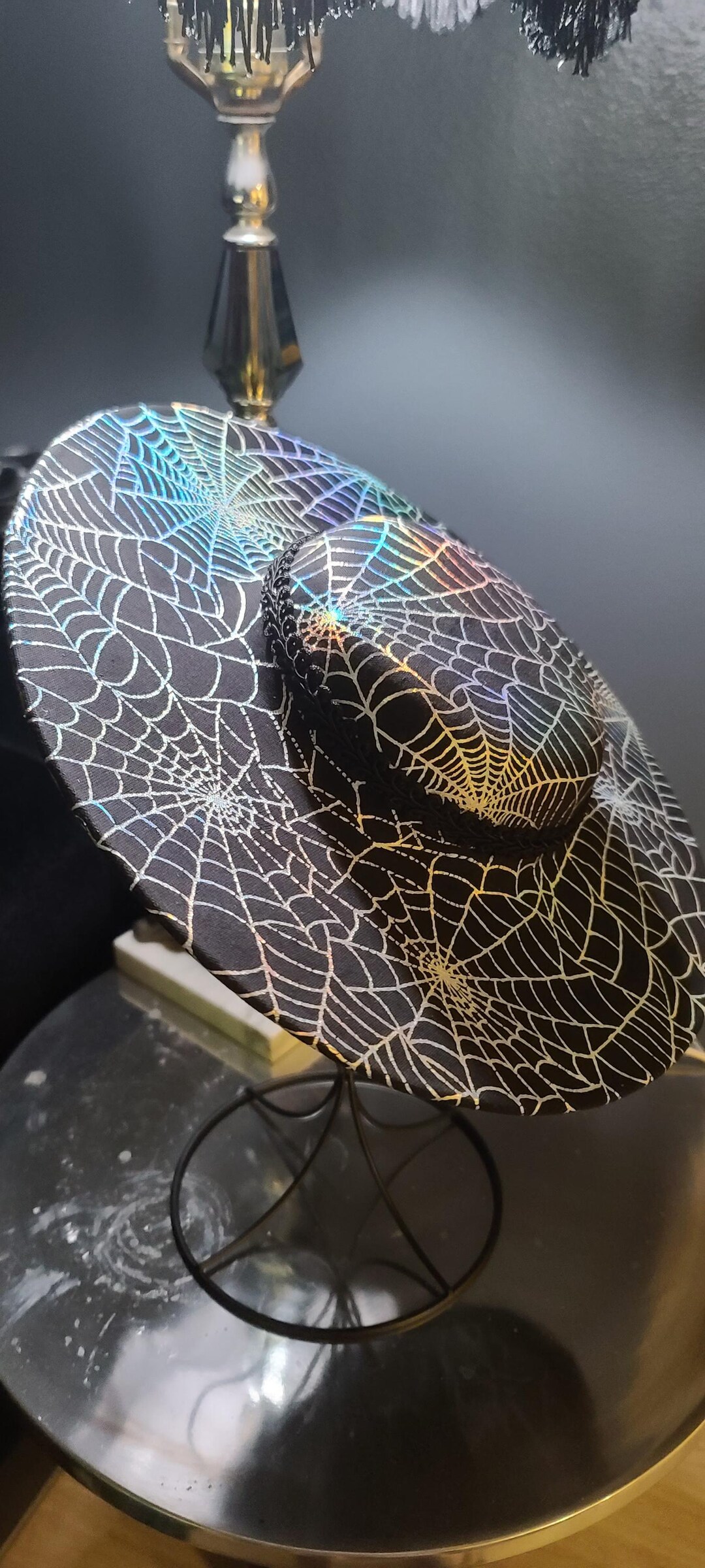 Spiderweb Hat, Halloween Hat, Gothic Hat, Kentucky Derby Hat, Wide Brim ...