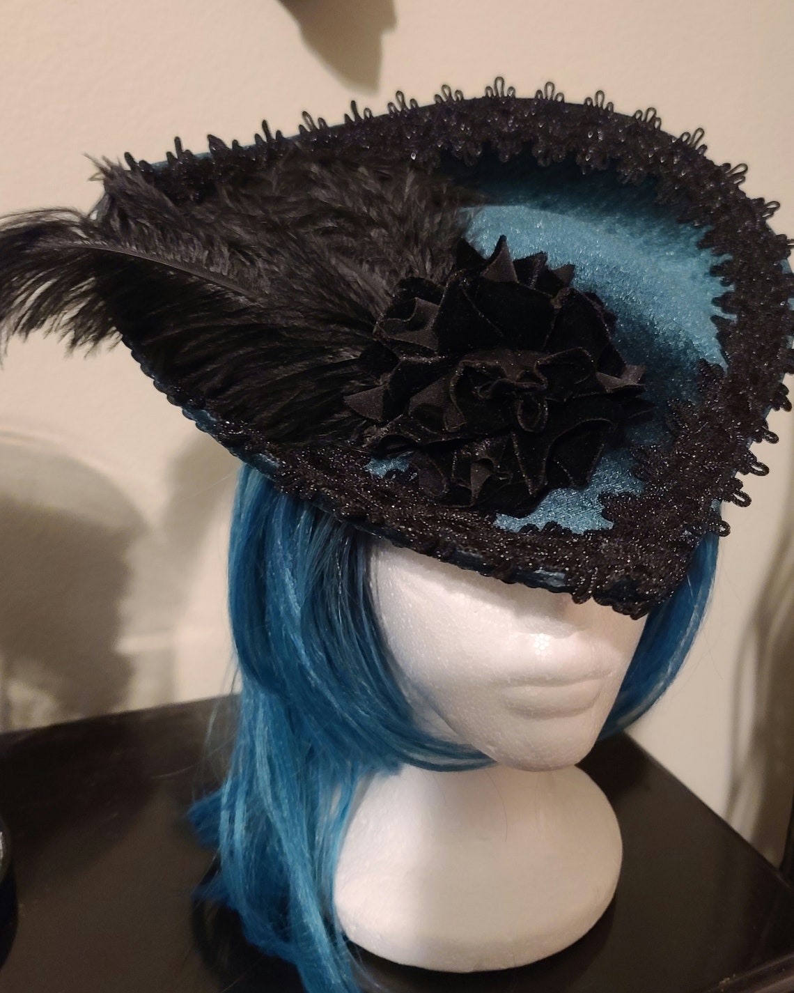 Gothic Hat, Mourning Hat, Green Velvet Hat, Kentucky Derby Hat, Downton ...