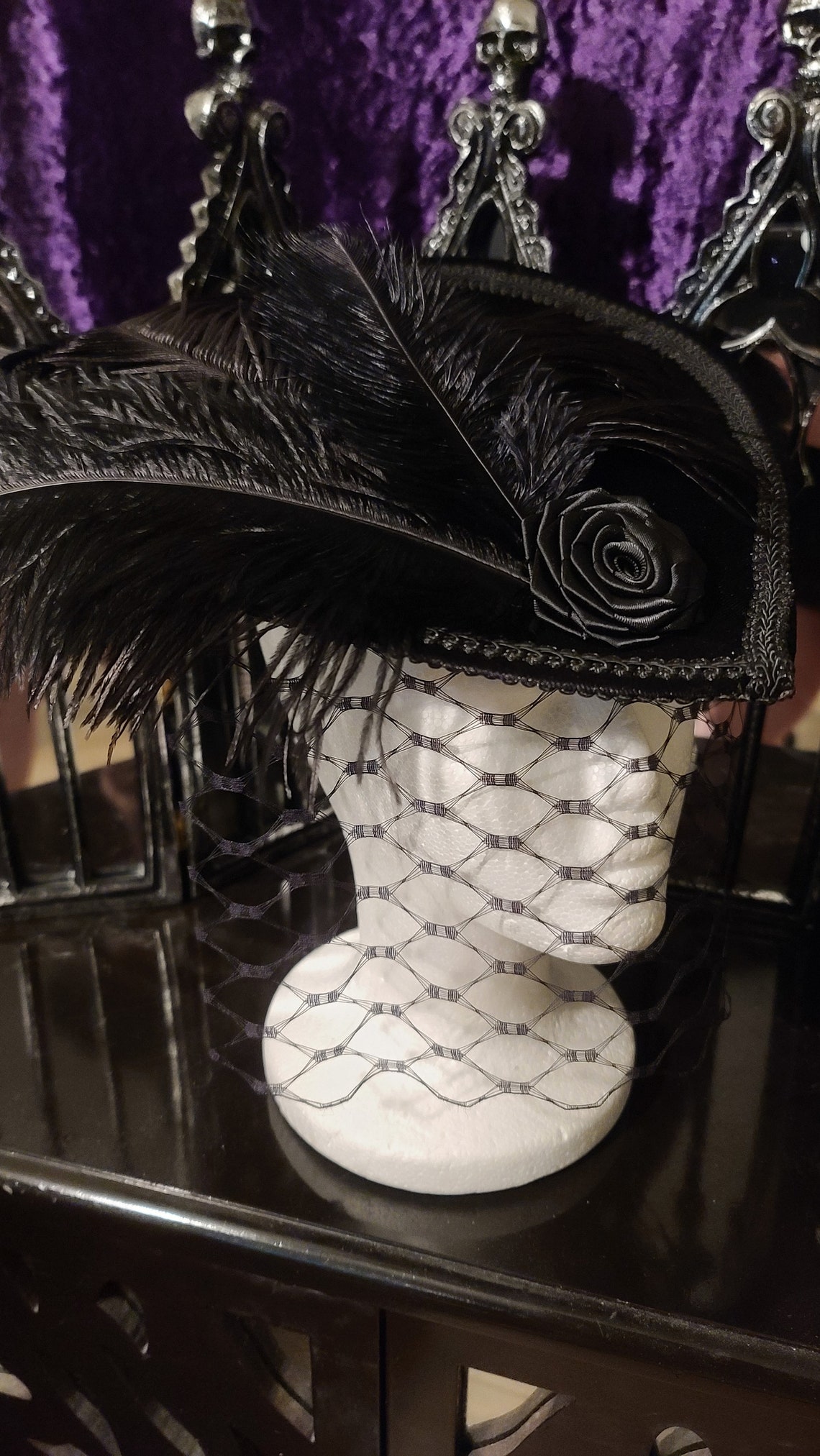 Black Edwardian Formal Hat, Black Victorian Top Hat, Ladies Formal Hat ...