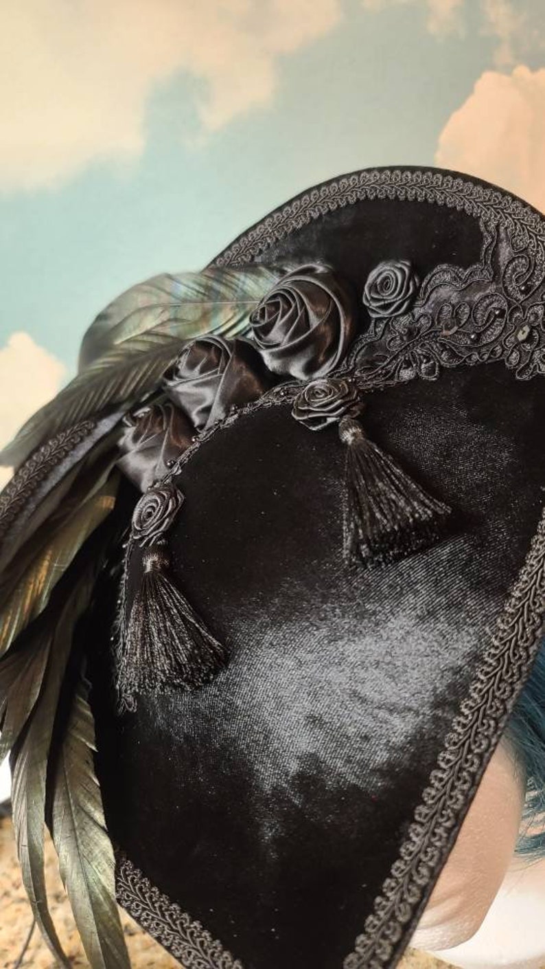 Black Velvet Formal Hat, Velvet Top Hat, Edwardian Hat, Victorian Hat ...
