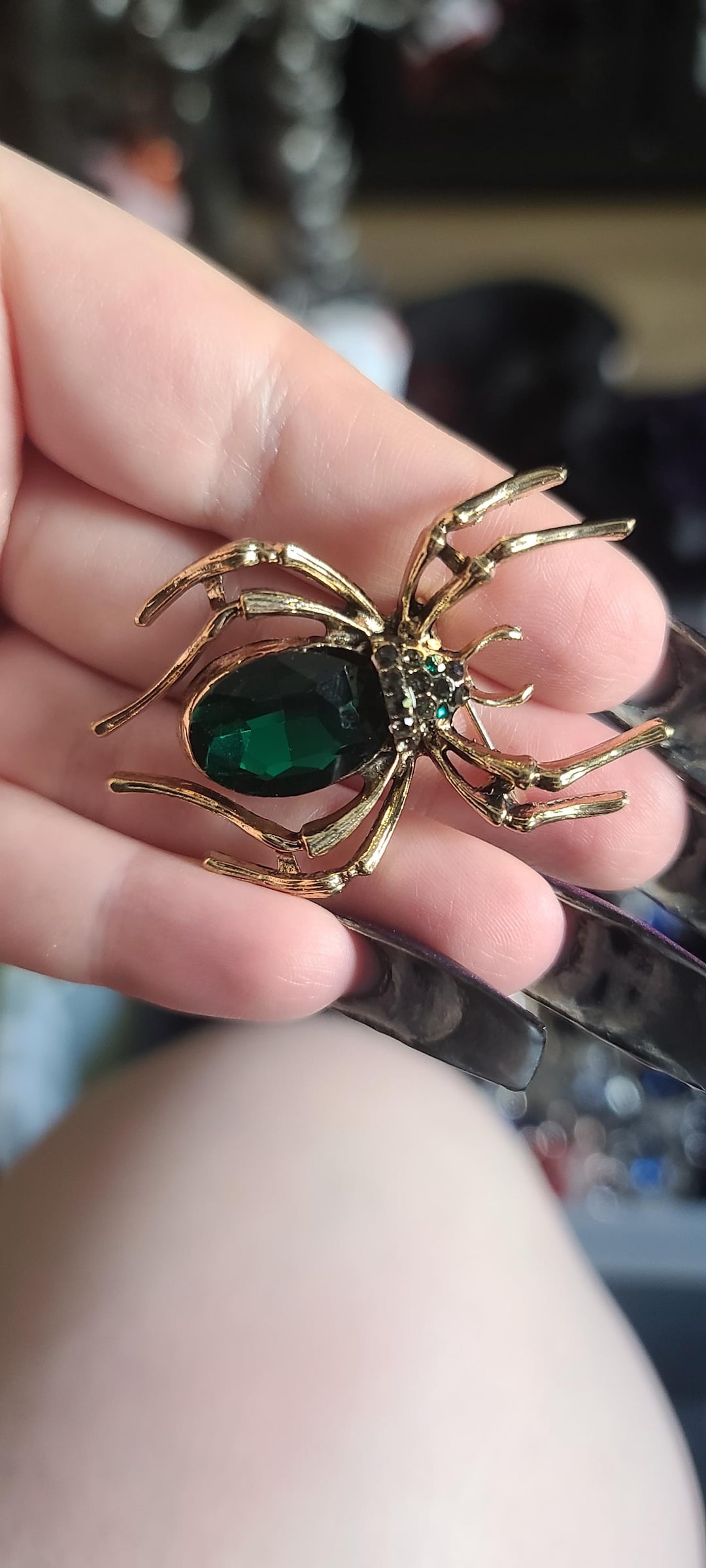 Spider Brooch, Gold Brooch, Gold Pin, Halloween Brooch, Halloween Pin ...