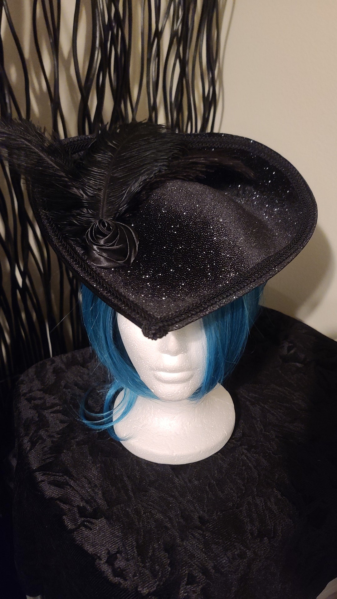 Sparkle Vampire Hat, Goth Fascinator, Goth Hat, Gothic Mini Hat ...