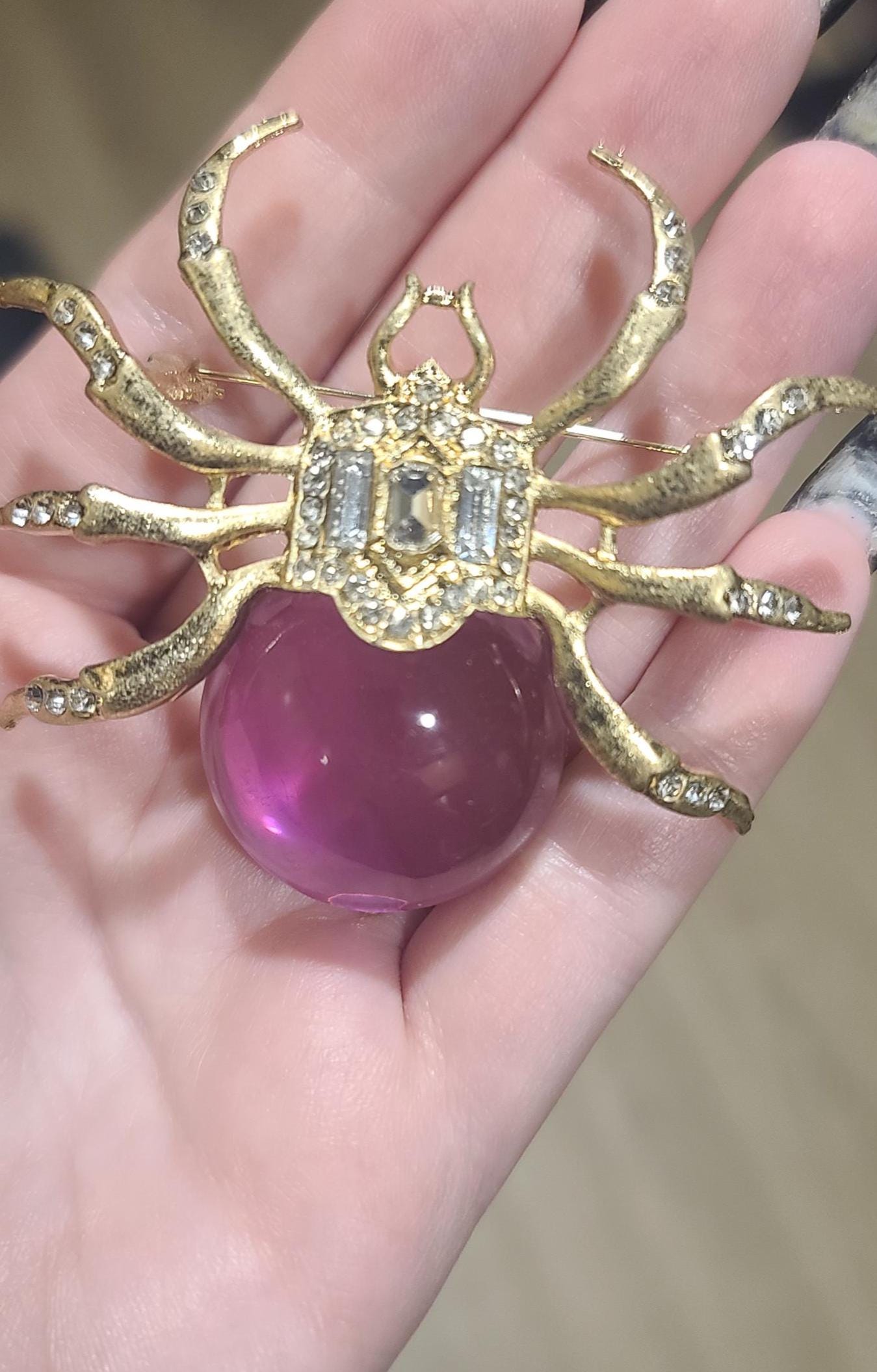 Spider Brooch, Large Brooch, Spider Pin, Gold Brooch, Gold Pin - Etsy