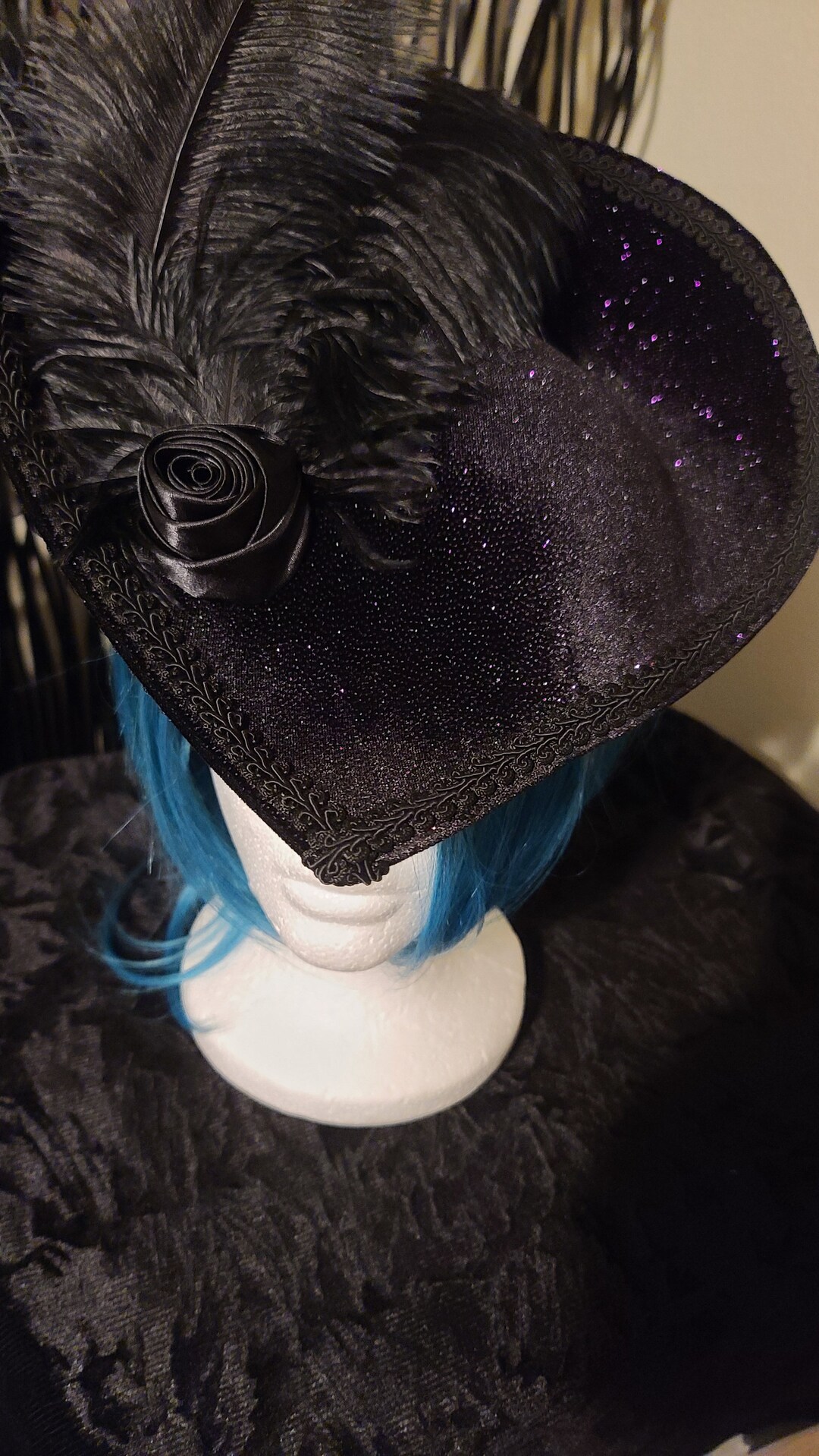 Dark Purple Velvet Hat, Glitter Velvet Hat, Purple Hat, Downton Abbey ...