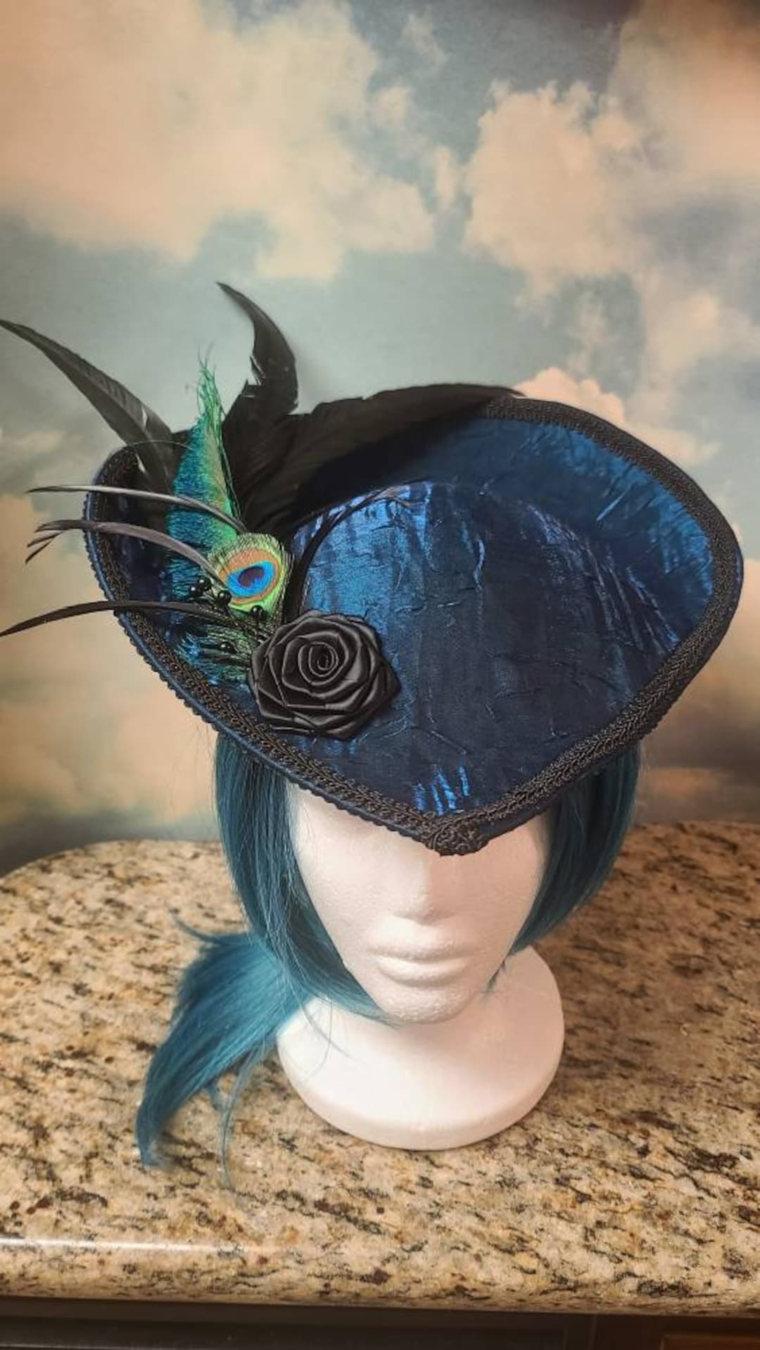 Teal Hat, Peacock Hat, Victorian Hat, Edwardian Hat, Downton Abbey Hat ...