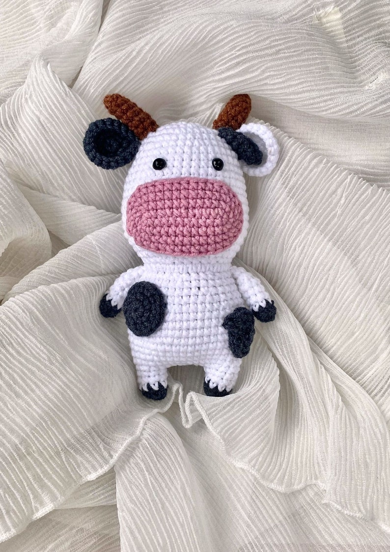 Handmade Crochet Cow Toy Adorable Milk Cow Plush, Artisan Crafted Farm ...