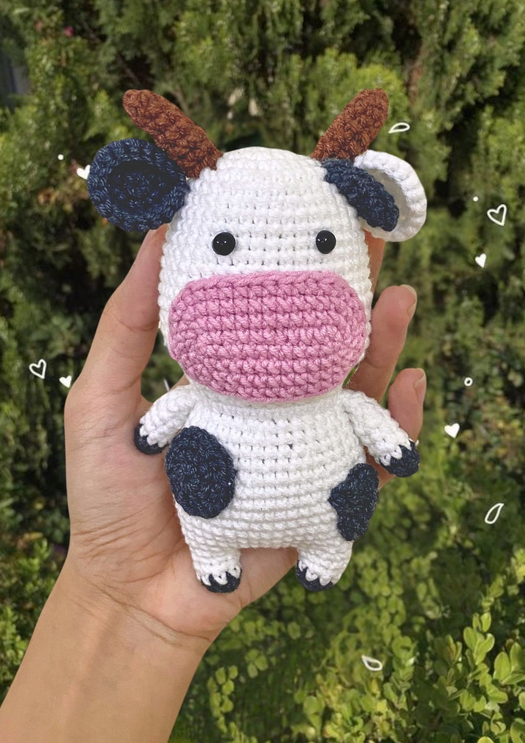 Handmade Crochet Cow Toy Adorable Milk Cow Plush, Artisan Crafted Farm ...