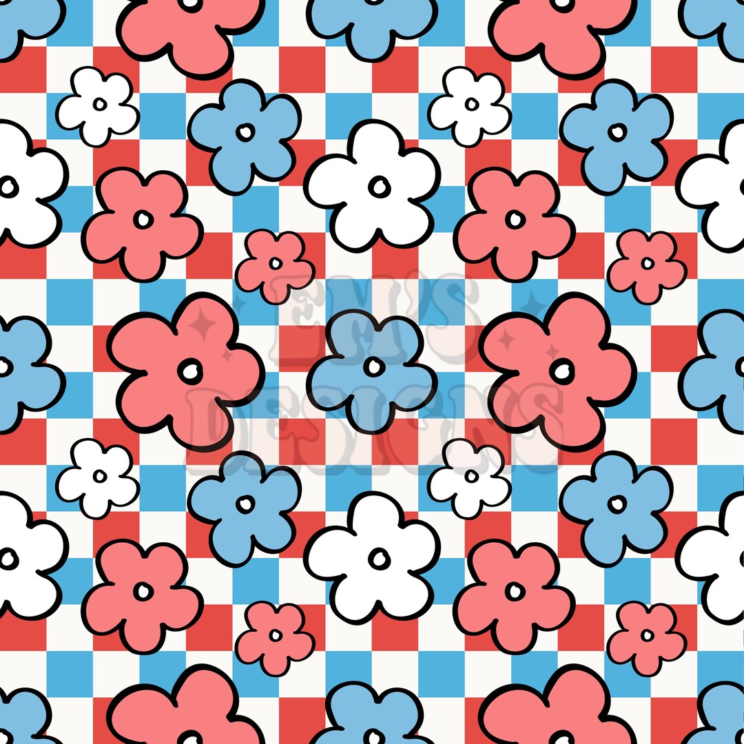 Red White and Blue Checkered Seamless File - Etsy