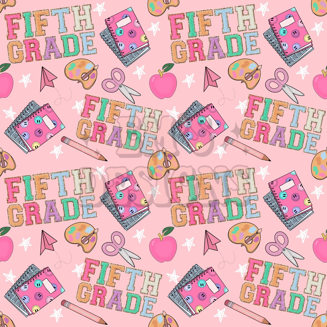 Varsity Letters Fifth Grade Seamless File - Etsy