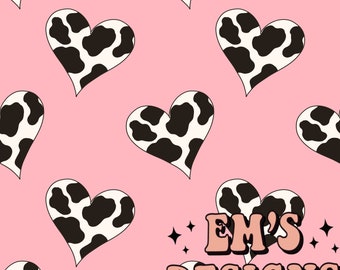 Cow Print Hearts: Black & White on Pink Seamless Pattern Commercial Use ...