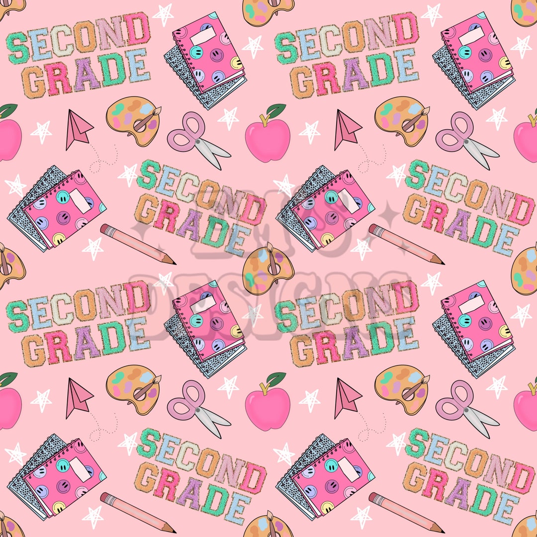 Varsity Letters Second Grade Seamless File - Etsy