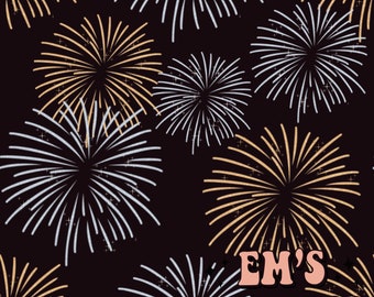 Golden Night Sky Seamless Design, Fireworks Art, Seamless File, Digital ...