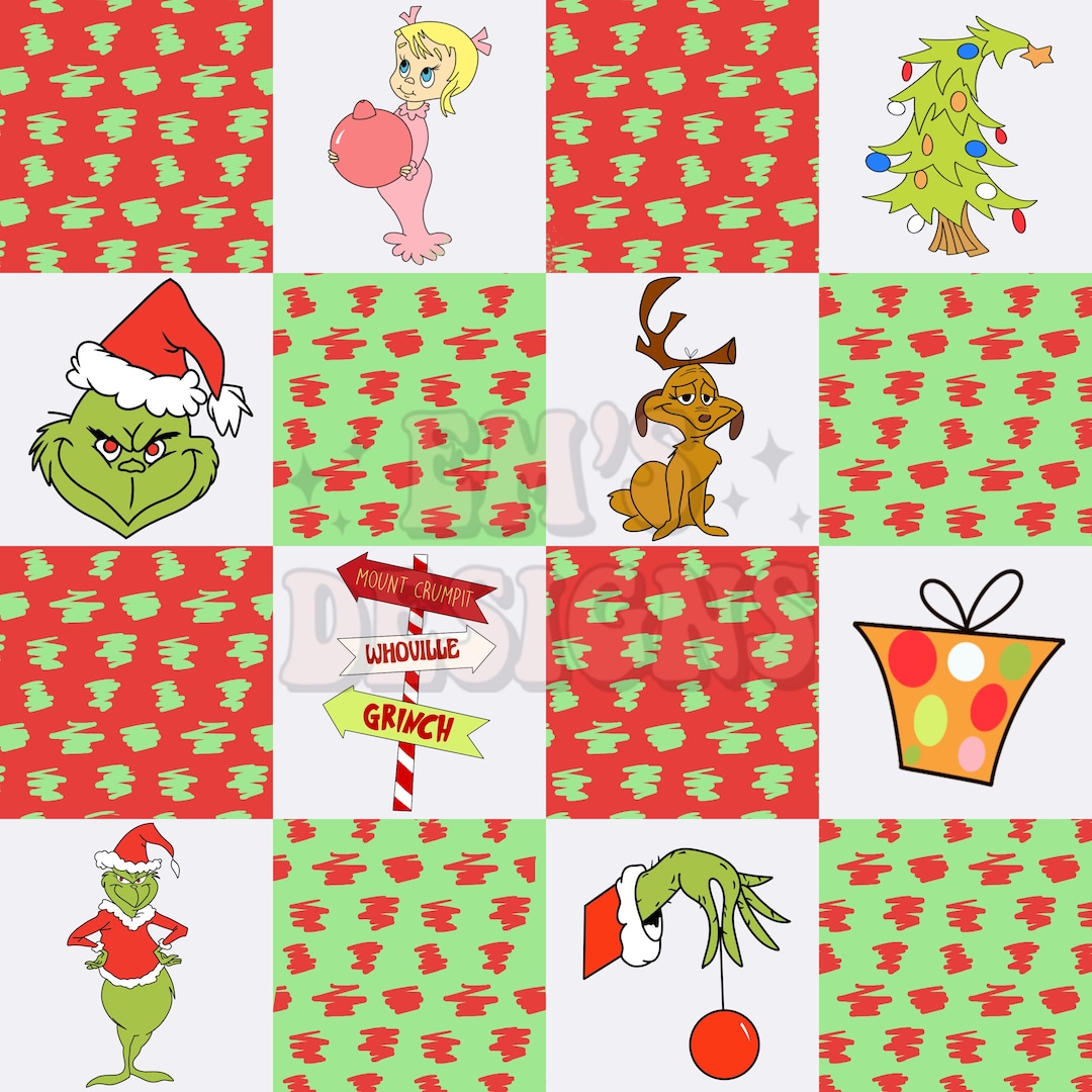 Checkered Grinch Inspired Seamless File - Etsy