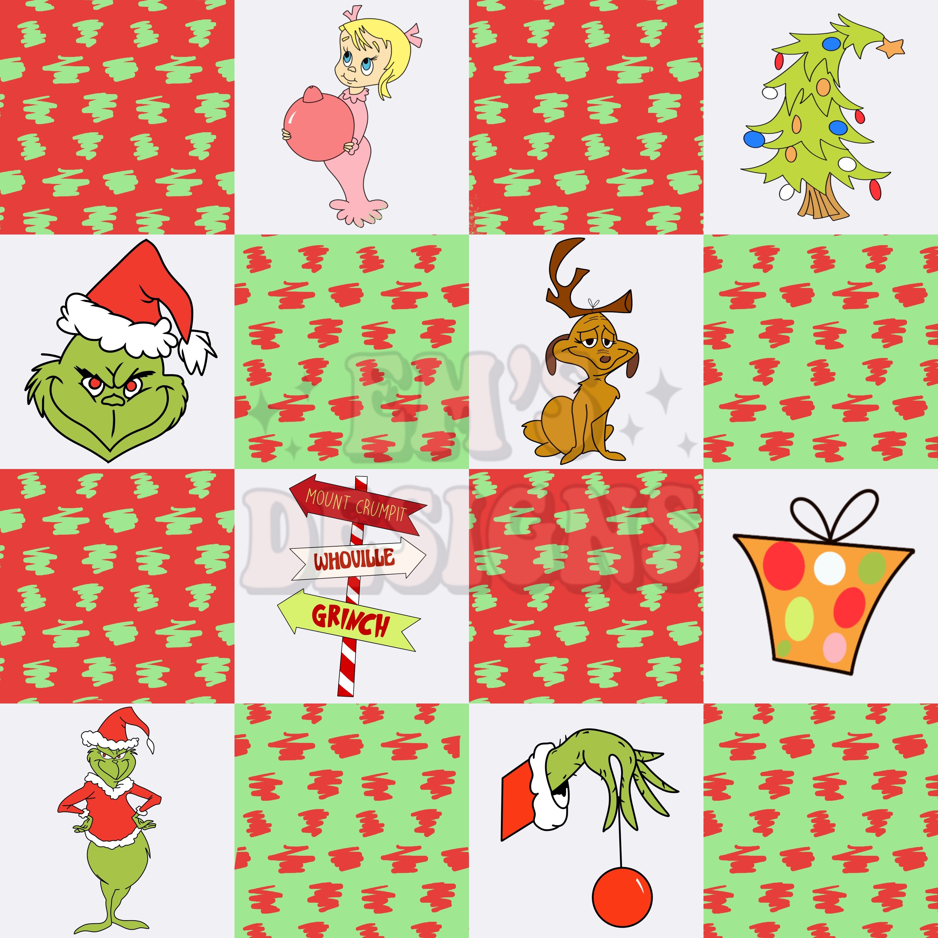 Checkered Grinch Inspired Seamless File - Etsy