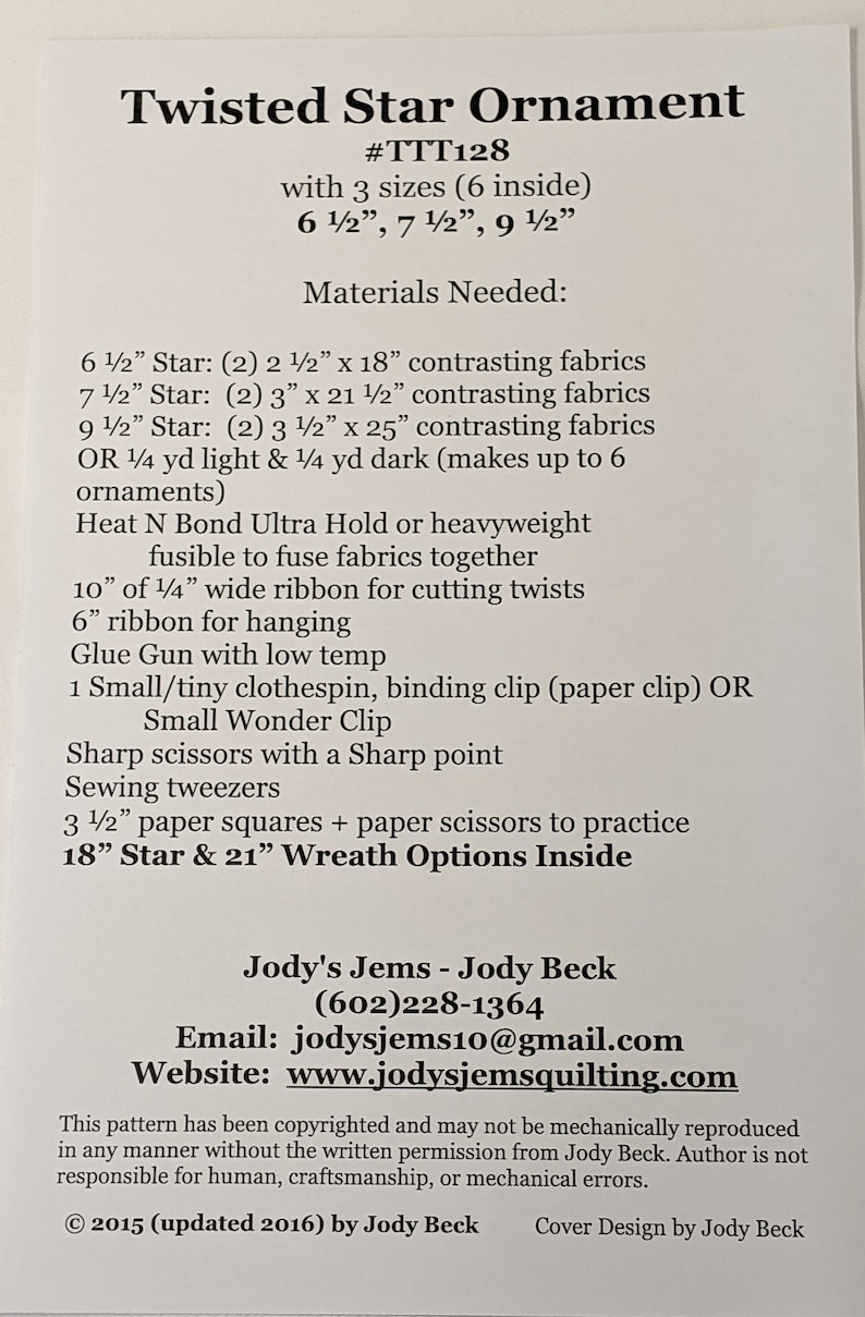 PDF Twisted Star Ornament, Quick & Easy, Wreath, PDF128 - Etsy